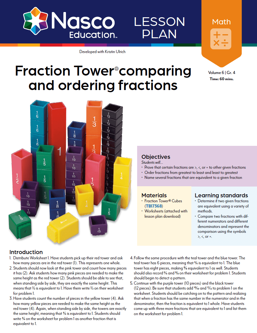 Comparing and Ordering Fractions Lesson Plan
