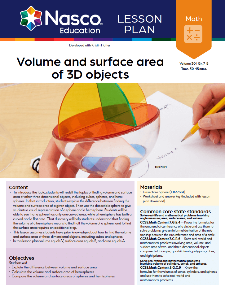 Volume and surface area of 3D objects