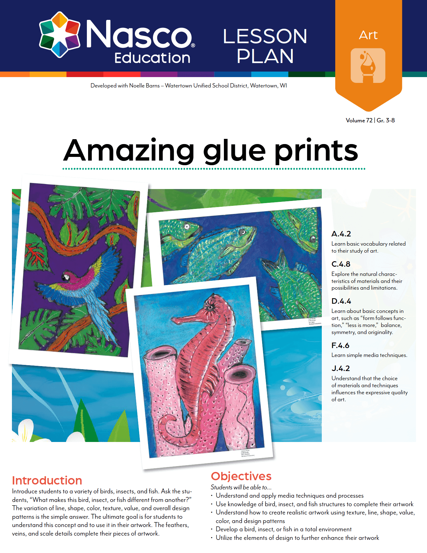 Amazing Glue Prints: Bird, Insect & Fish Art Lesson