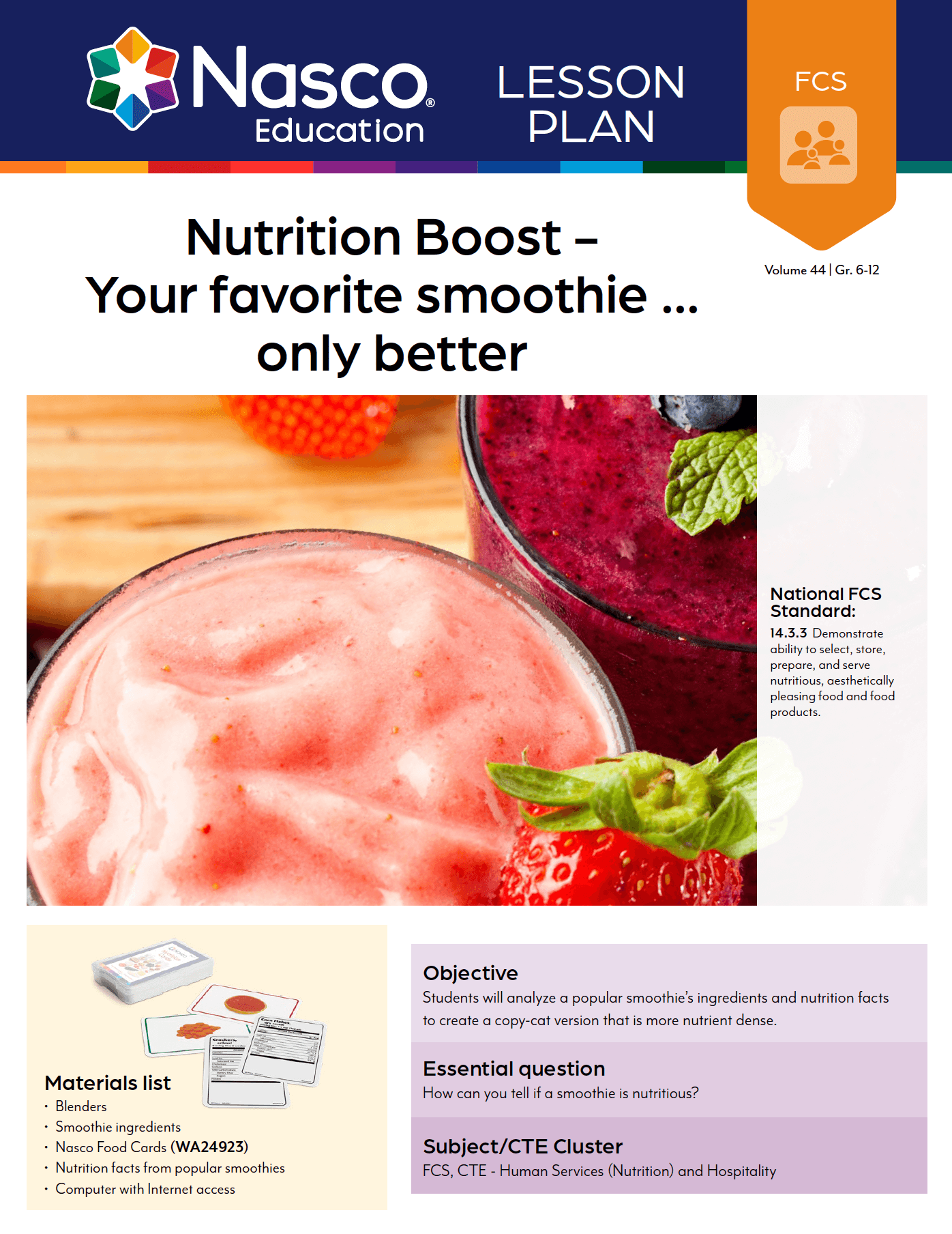 Nutrient Dense Smoothie Recipe FCS Lesson Plan