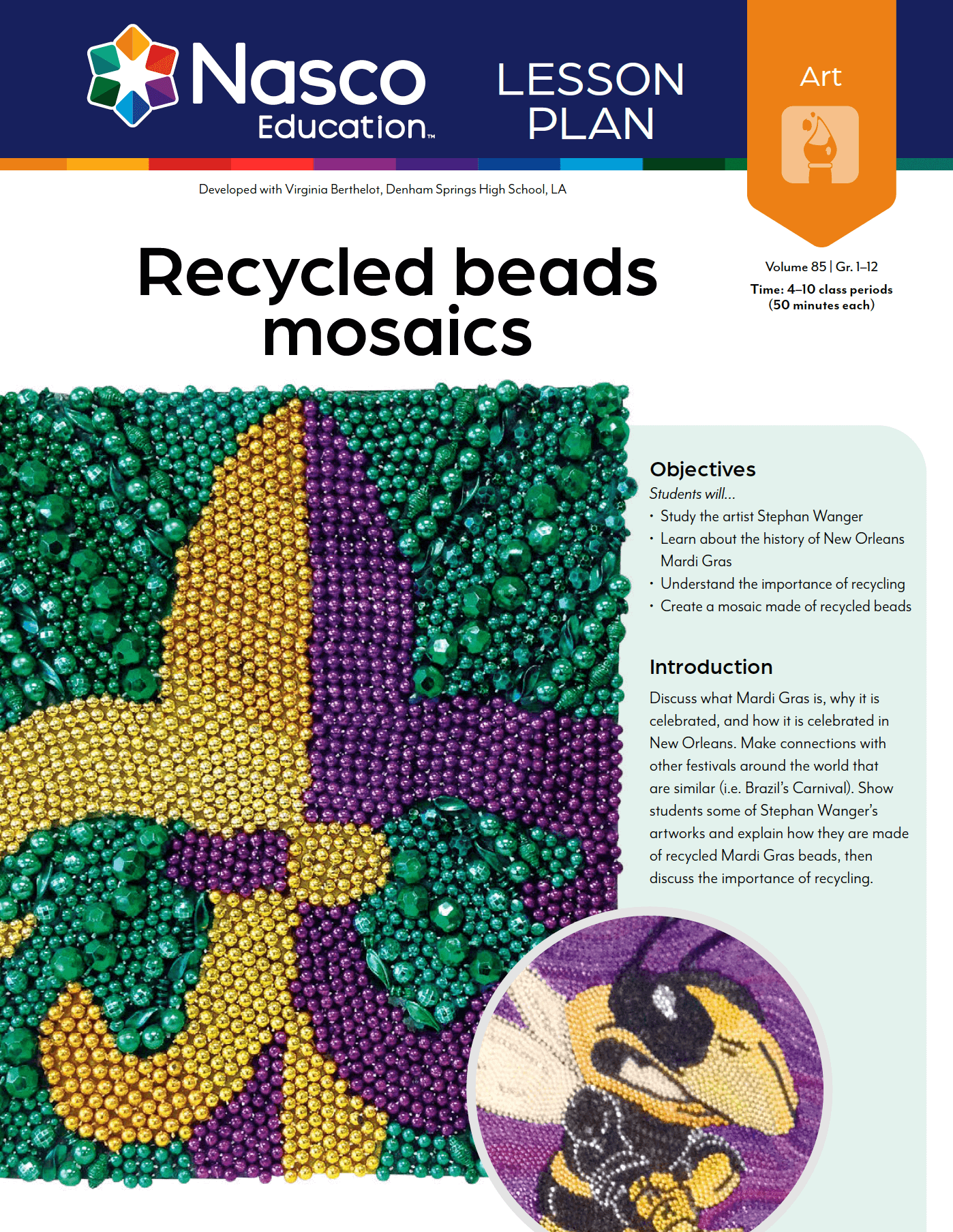 Recycled Beads Mosaics Art Lesson Plan