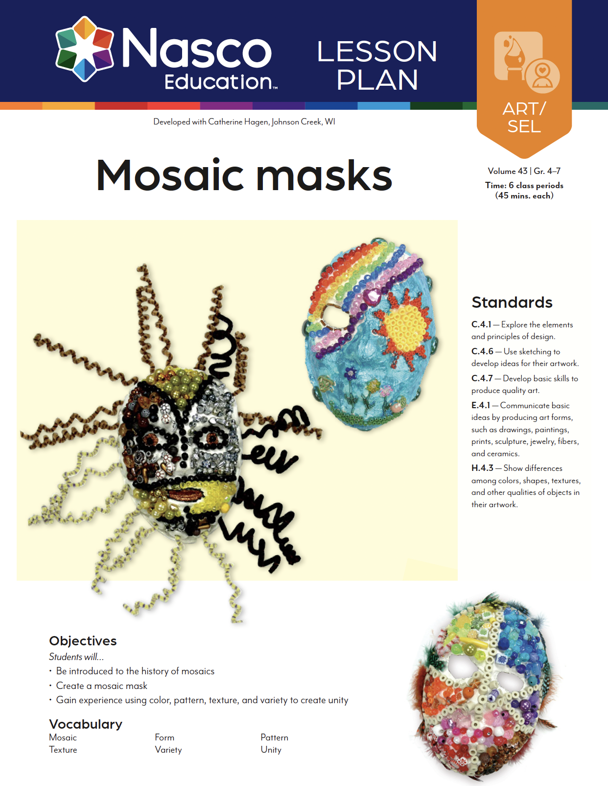 Art lesson plan: Mosaic masks